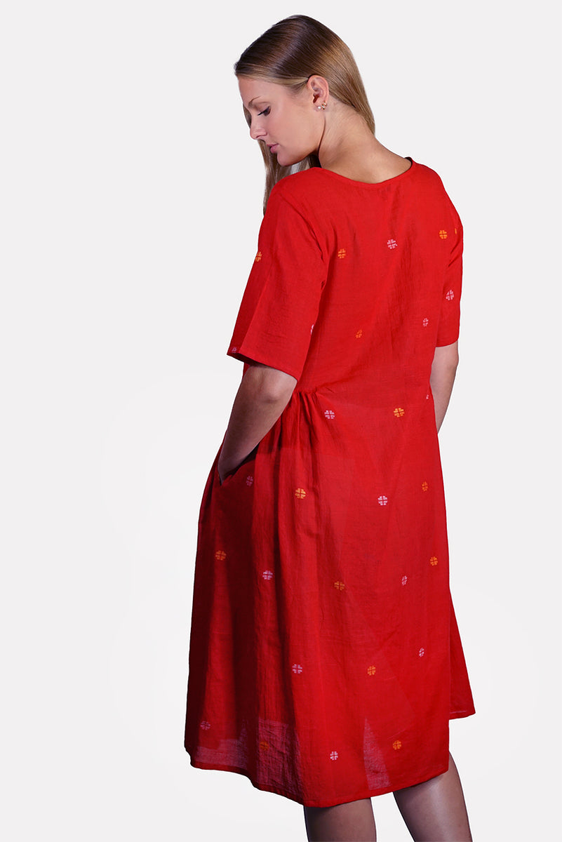 Pukka Pleat Cotton Dress | PUKD-R – Tradition Textiles