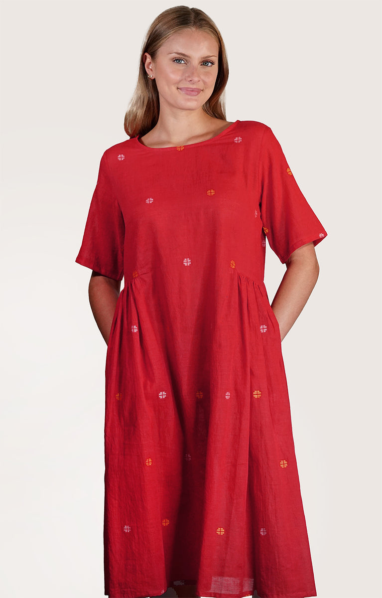 Pukka Pleat Cotton Dress | PUKD-R – Tradition Textiles